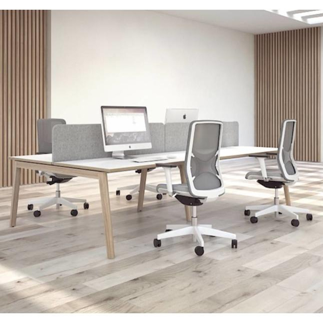 Bench de 4 bureaux pour open space - Gamme cosy wood.